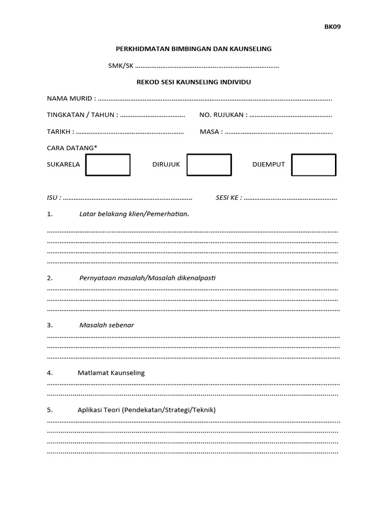 Contoh Rekod Sesi Individu | PDF