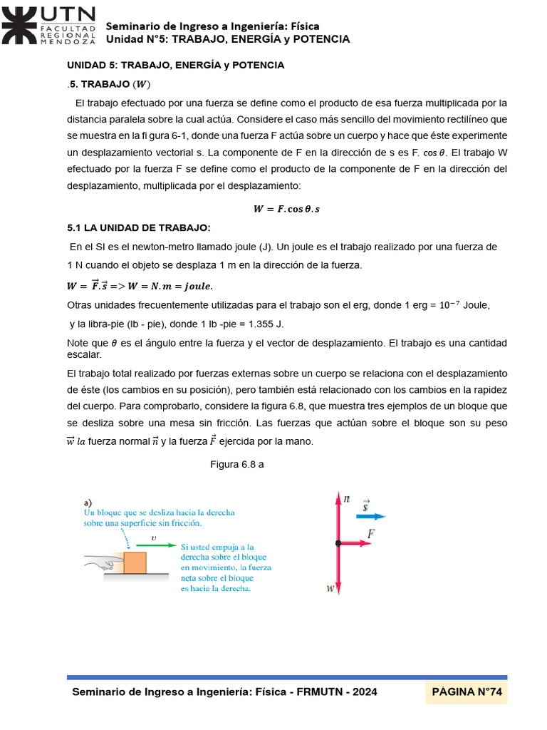 Unidad 5 Trabajo, Energía y Potencia | Descargar gratis PDF | Fuerza | Vector Euclidiano