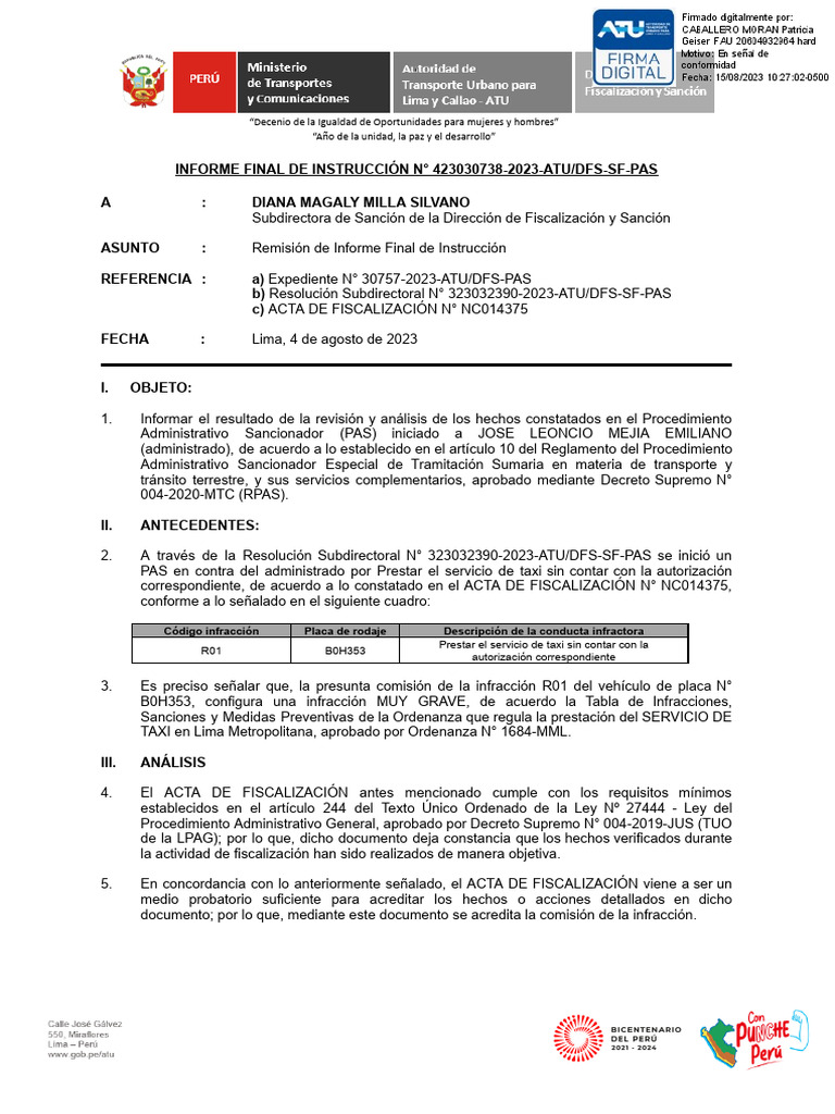 Modelo de Informe Final de Instruccion | PDF | Justicia | Crimen y violencia