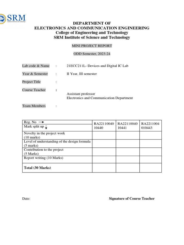 Mini Project DLD | PDF | Logic Gate | Switch