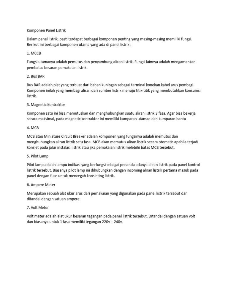 Komponen Panel Listrik | PDF