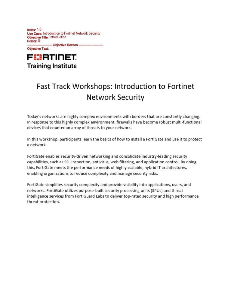 Fft Introduction To Fortinet Network Security Lab Guide R3 15 Pdf