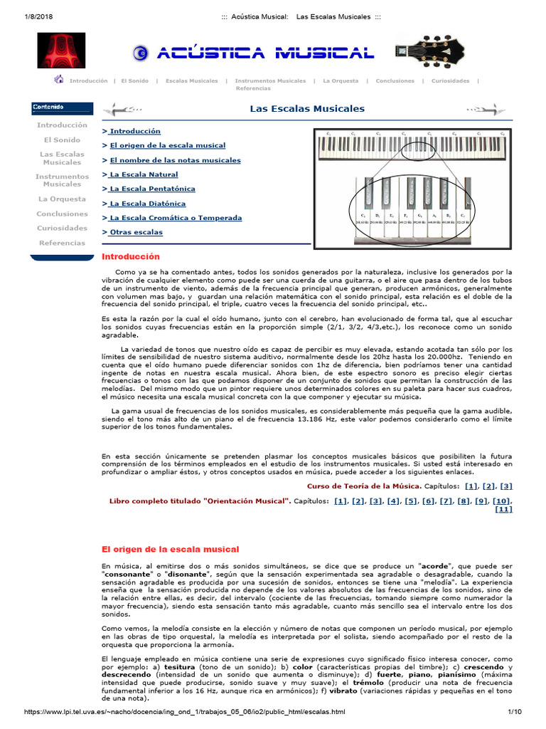 Escalas Musicales y Acústica | PDF | Clave | Escala (música)