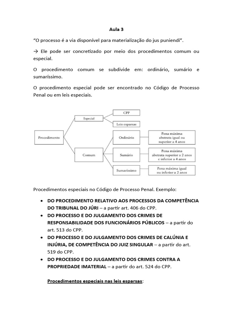 Aula 3 Procedimentos CPP | PDF | Roubo | Crimes