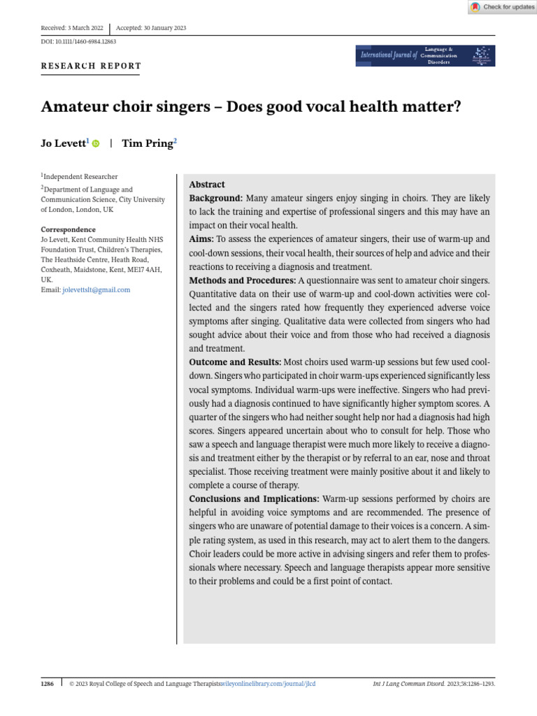 Vocal Health for Amateur Singers | PDF | Singing | Human Voice