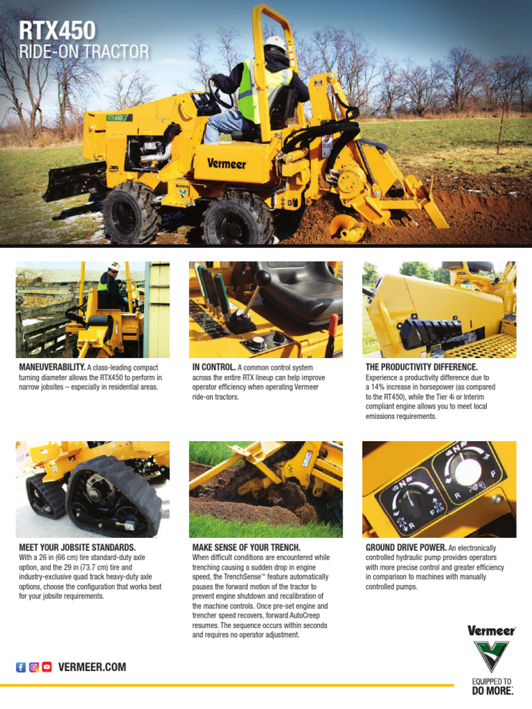 rtx450 Ride Utility Trencher Spec Sheet Updated 2023 | PDF | Tractor | Tire