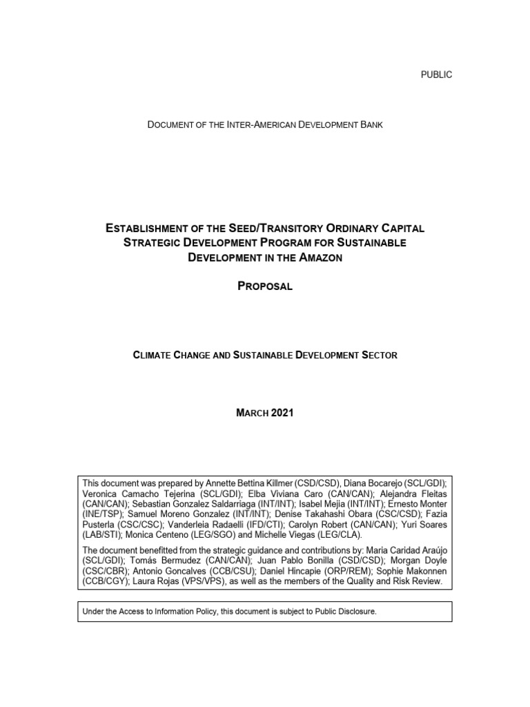 Proposal For The Establishment of The Seed-Transitory Ordinary Capital ...