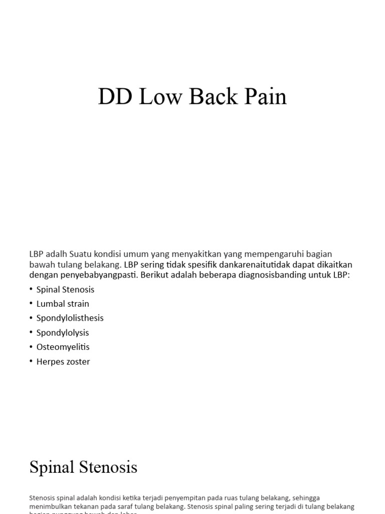 DD Low Back Pain | PDF