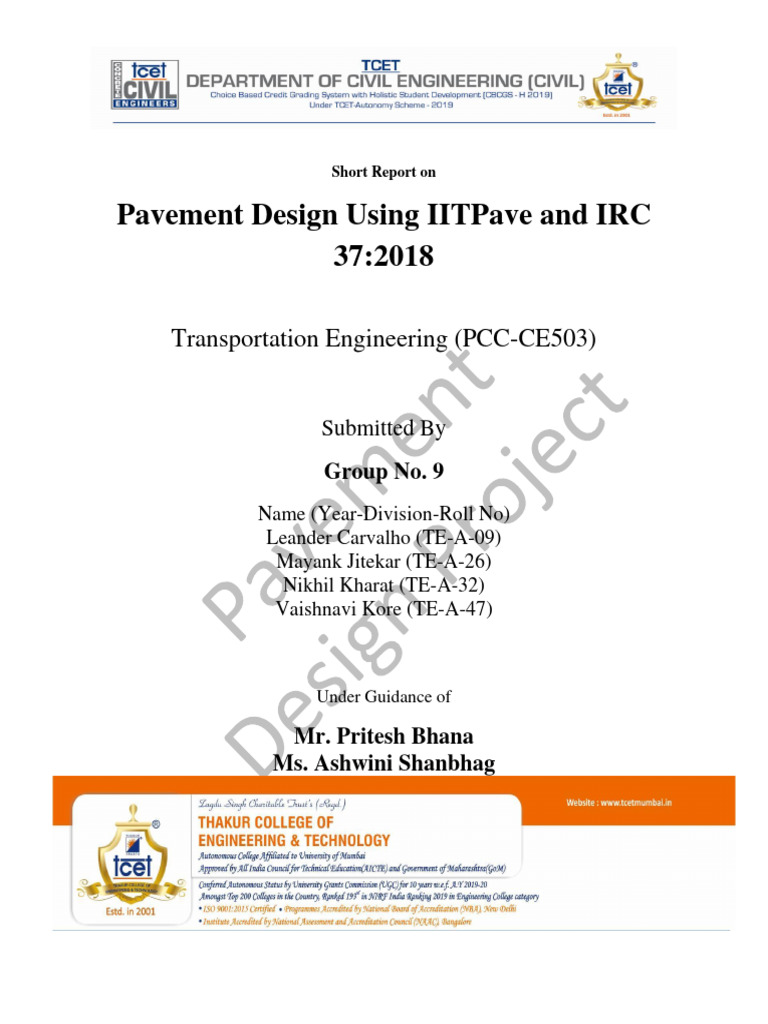Group No.09 IIT Pave Project Vaishnavi Kore TE A 47 | PDF | Road ...