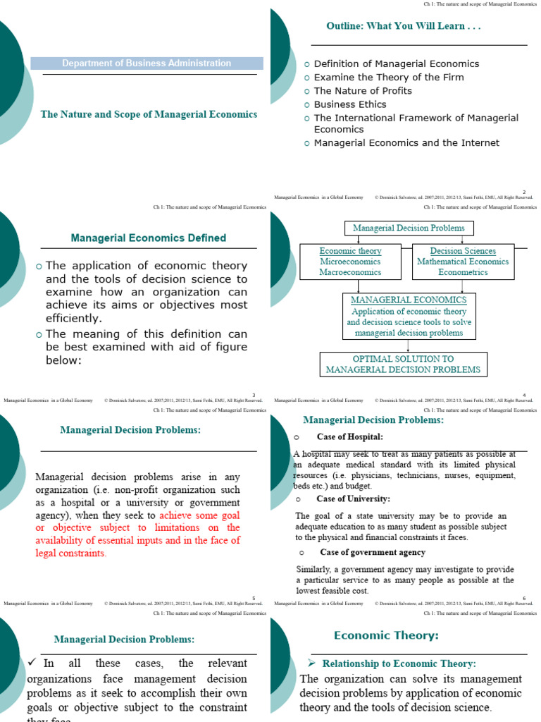 Managerial Economics in A Global Economy - ch1 The Nature and Scope of ...