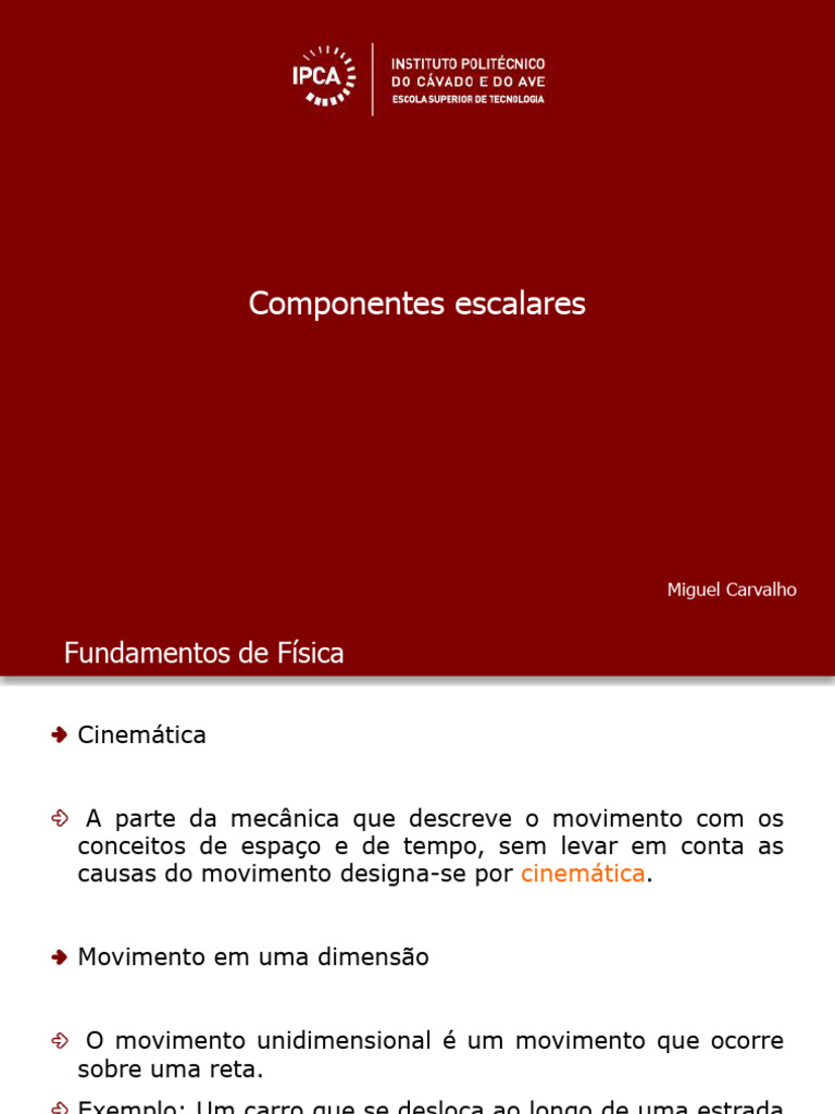 Aula 05 Componentes Escalares | PDF | Cinemática | Engenharia Mecânica