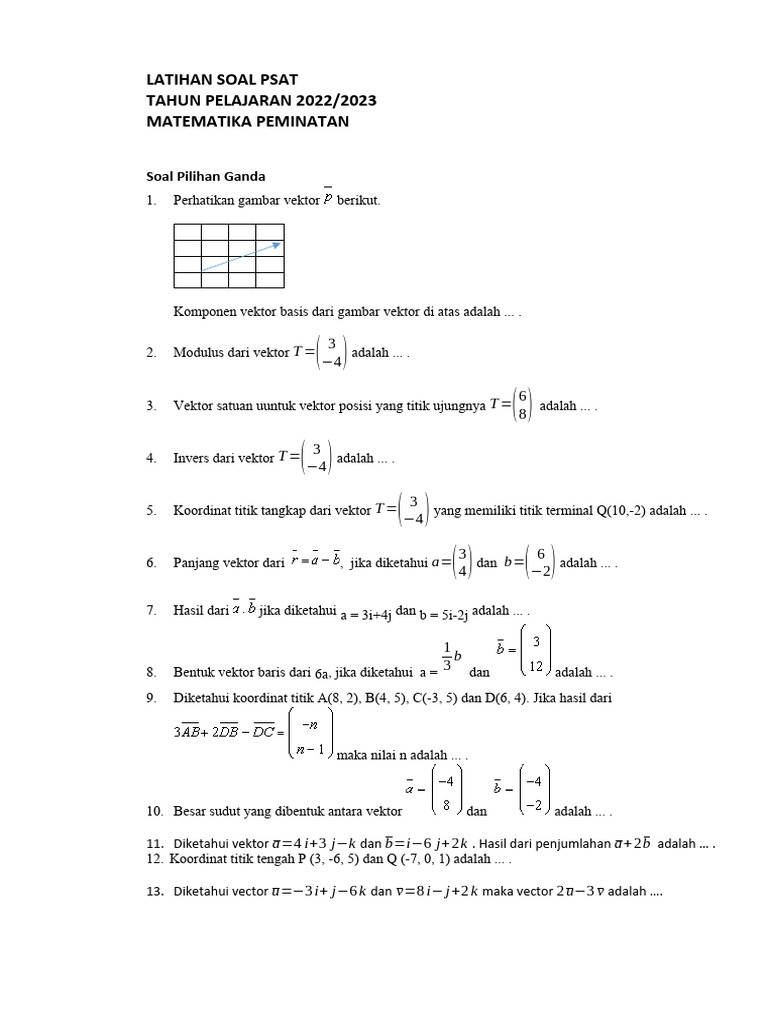 Latihan Soal Psat 2023 | PDF