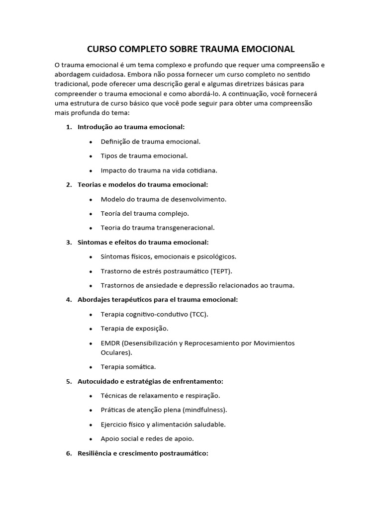 Curso Completo Sobre Trauma Emocional | PDF | Trauma psicológico ...
