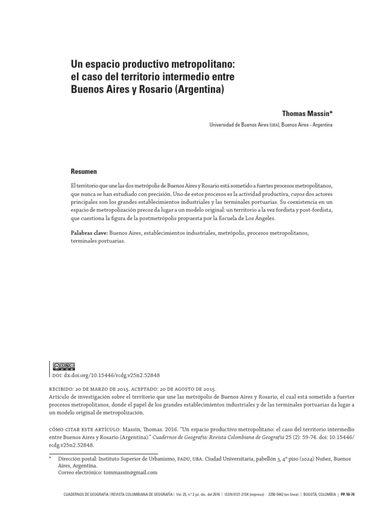 Un Espacio Productivo Metropolitano - Thomas Massin | PDF | Buenos ...