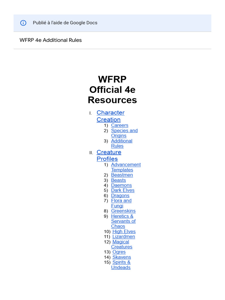 WFRP 4e Index! | PDF
