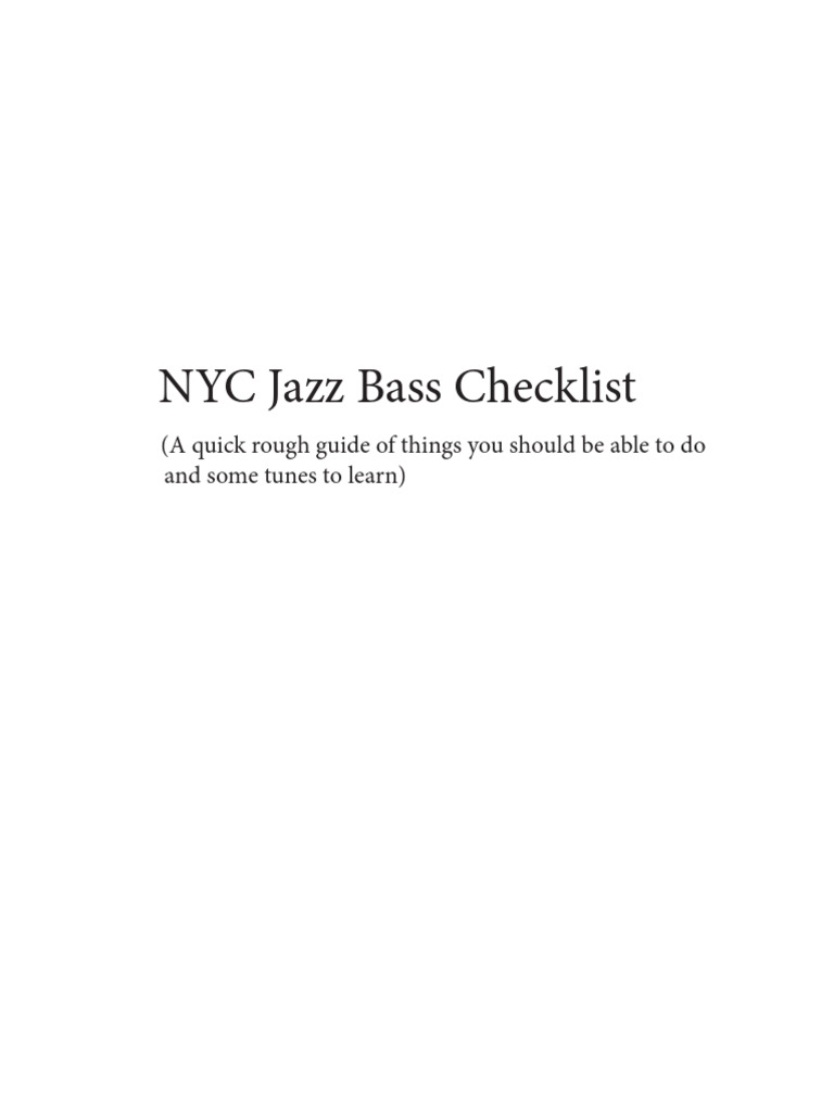 NYC Jazz Bass Checklist (Latest) | PDF | Double Bass | Harmony