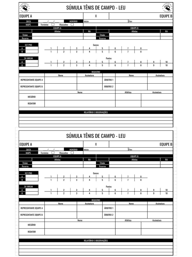 Súmula Tênis de Campo - LEU | PDF