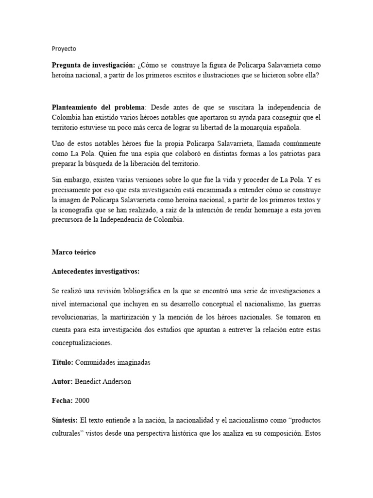 Borrador Proyecto | PDF | Nación | Nacionalismo