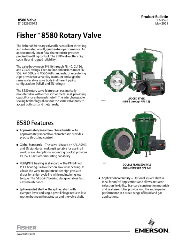 Product Bulletin Fisher 8580 Rotary Valve en 123032 | PDF | Valve ...