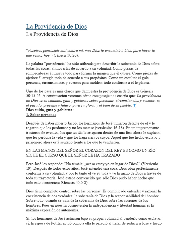 Tema - La Providencia de Dios | PDF | Libro del éxodo | Dios