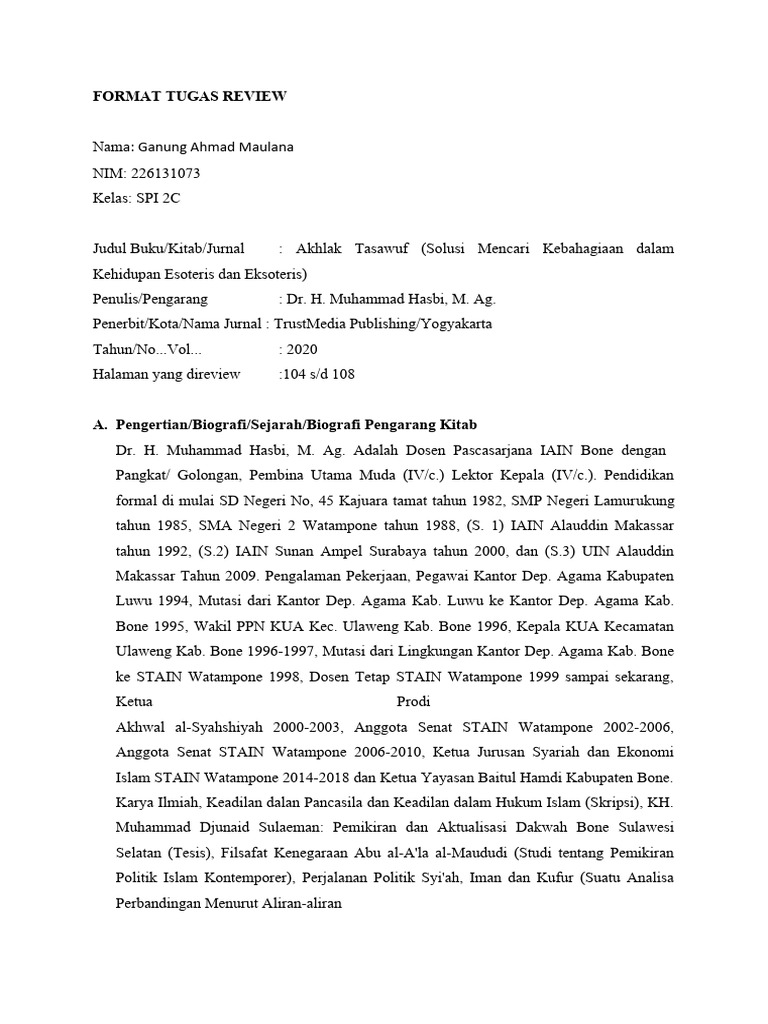 Ganung - SPI 2C Akhlak Tasawuf | PDF