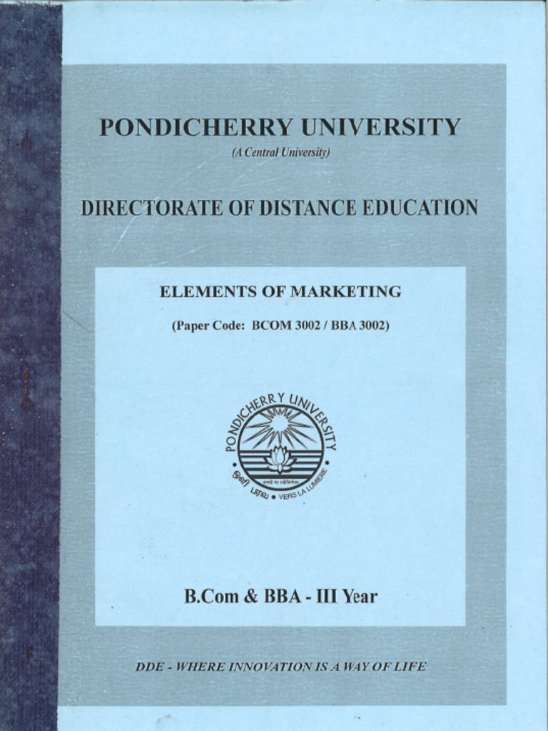 III - BCOM 3002, BBA III - BBA 3002 Elements of Marketing | PDF