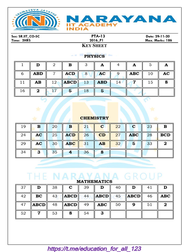 Pta-13 - Key - Sol | PDF | Physical Sciences | Electromagnetism
