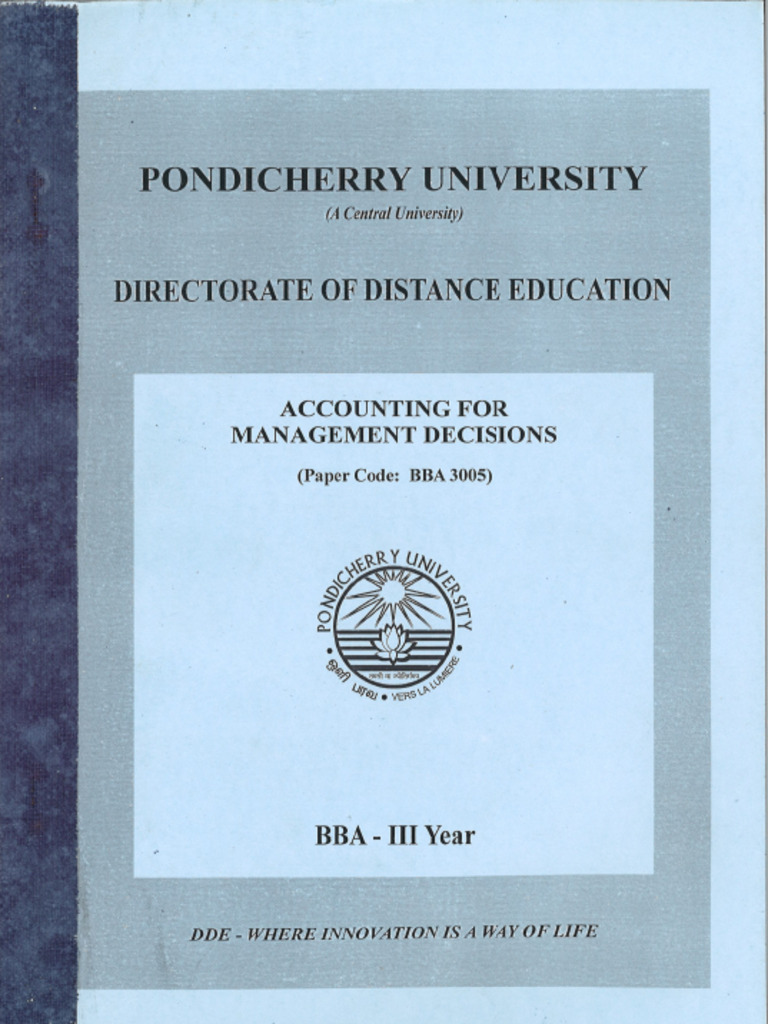 BBA III - BBA 3005 Accounting For Management Decisions | PDF