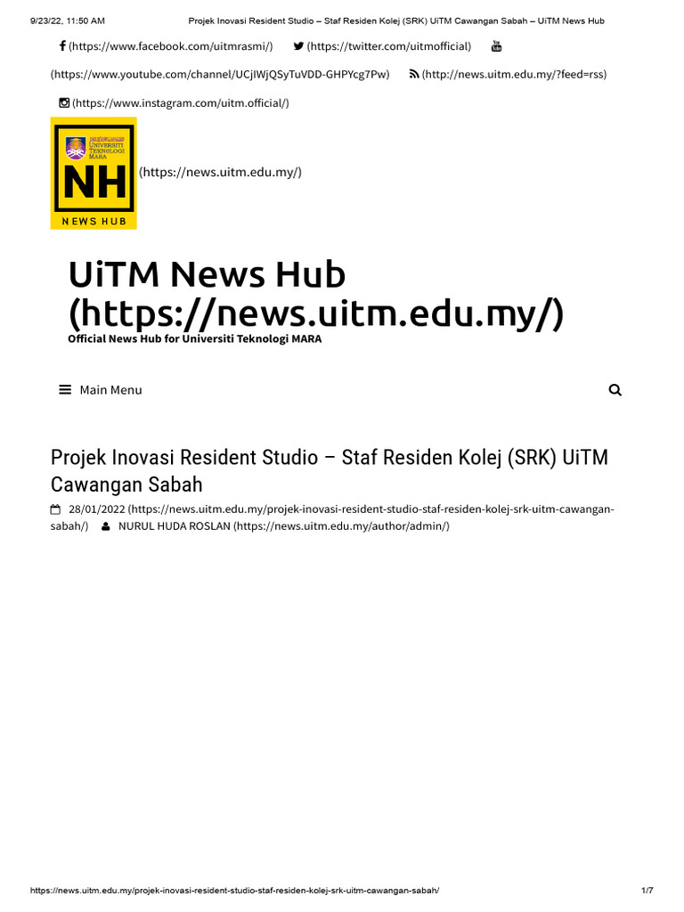 Projek Inovasi Resident Studio - Staf Residen Kolej (SRK) UiTM Cawangan Sabah - UiTM News Hub ...