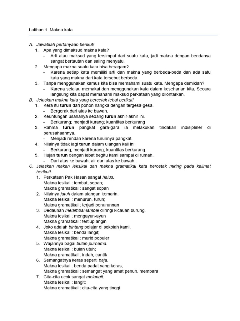 Latihan Makna Kata | PDF