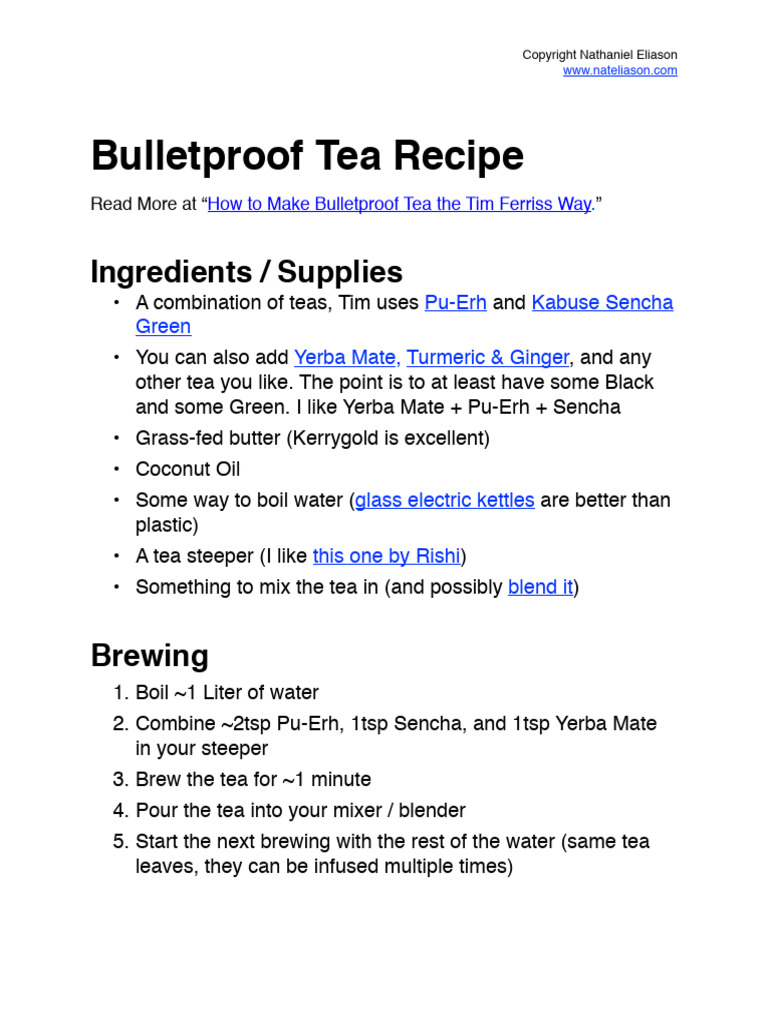 Bulletproof Tea Recipe | PDF