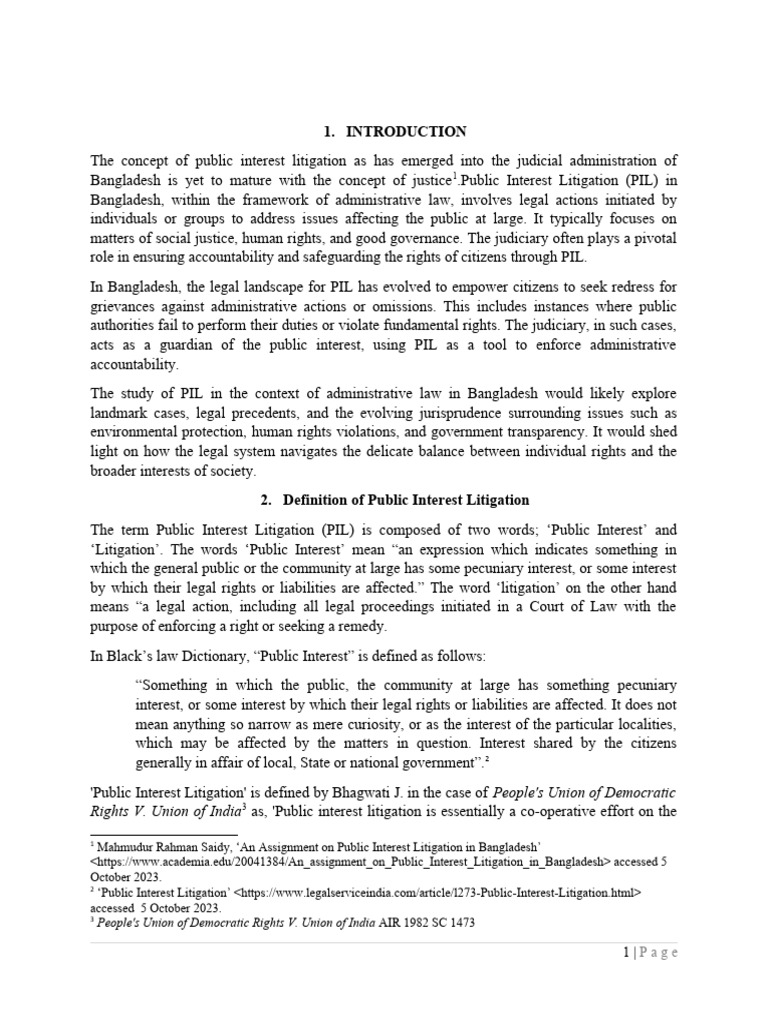 Evolution of Public Interest Litigation in Bangladesh | PDF | Lawsuit ...