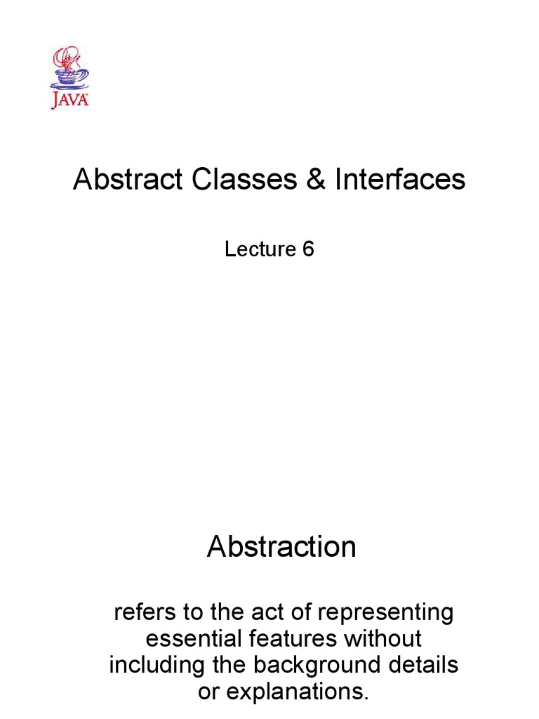 Javaclass Lecture6 Abstract Classes And Int Pdf Class Computer Programming Method