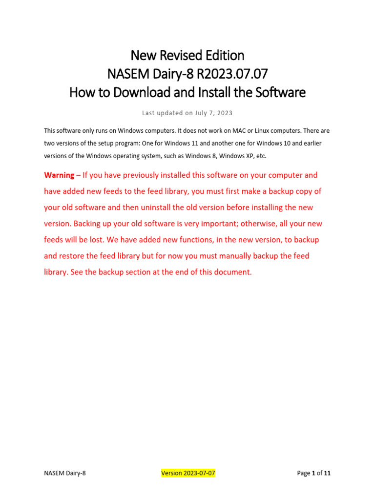 Download and Install NASEM Dairy-8 | PDF | Screenshot | Microsoft Windows