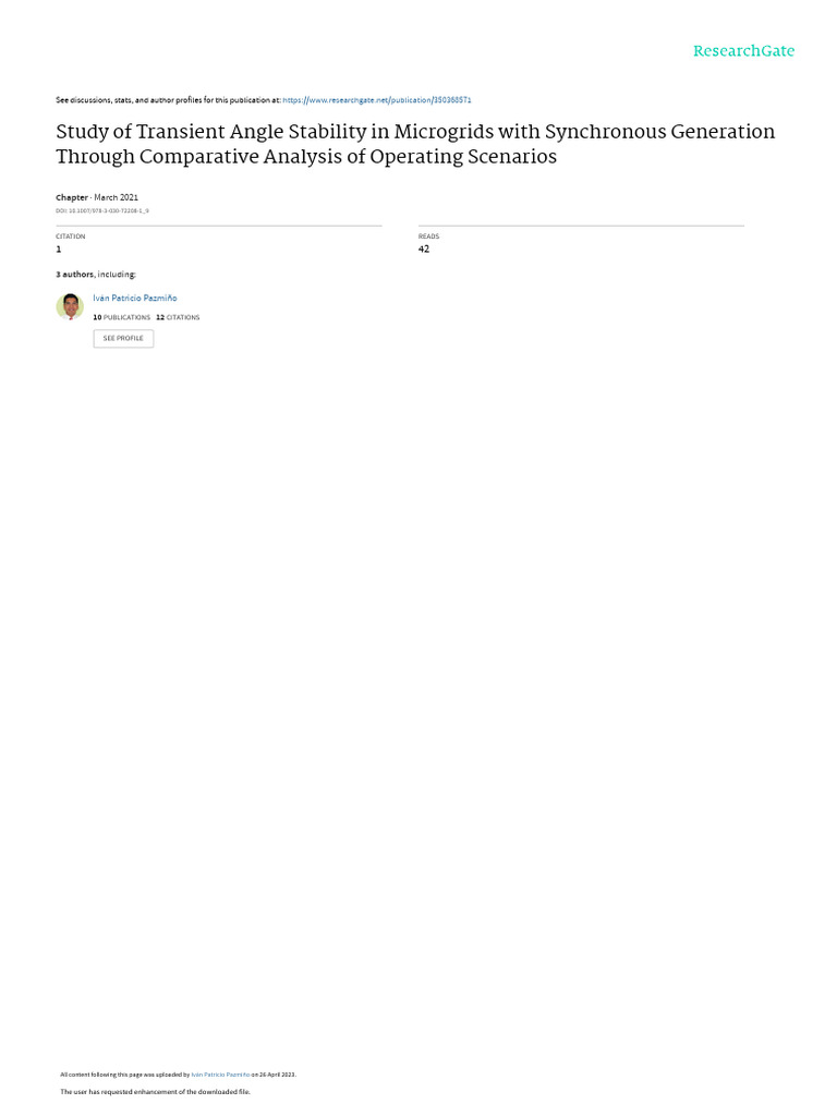 Study of Transient Angle Stability in Microgrids With Synchronous Generation Through Comparative ...