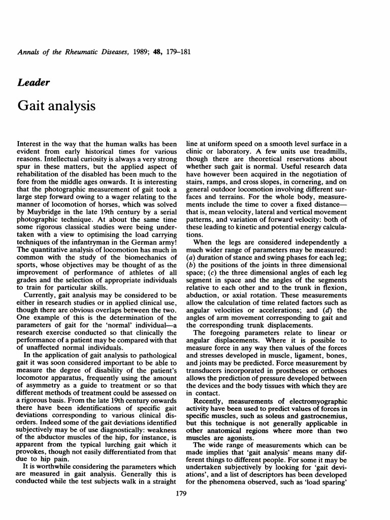 Gait Analysis | PDF | Walking | Anatomical Terms Of Motion