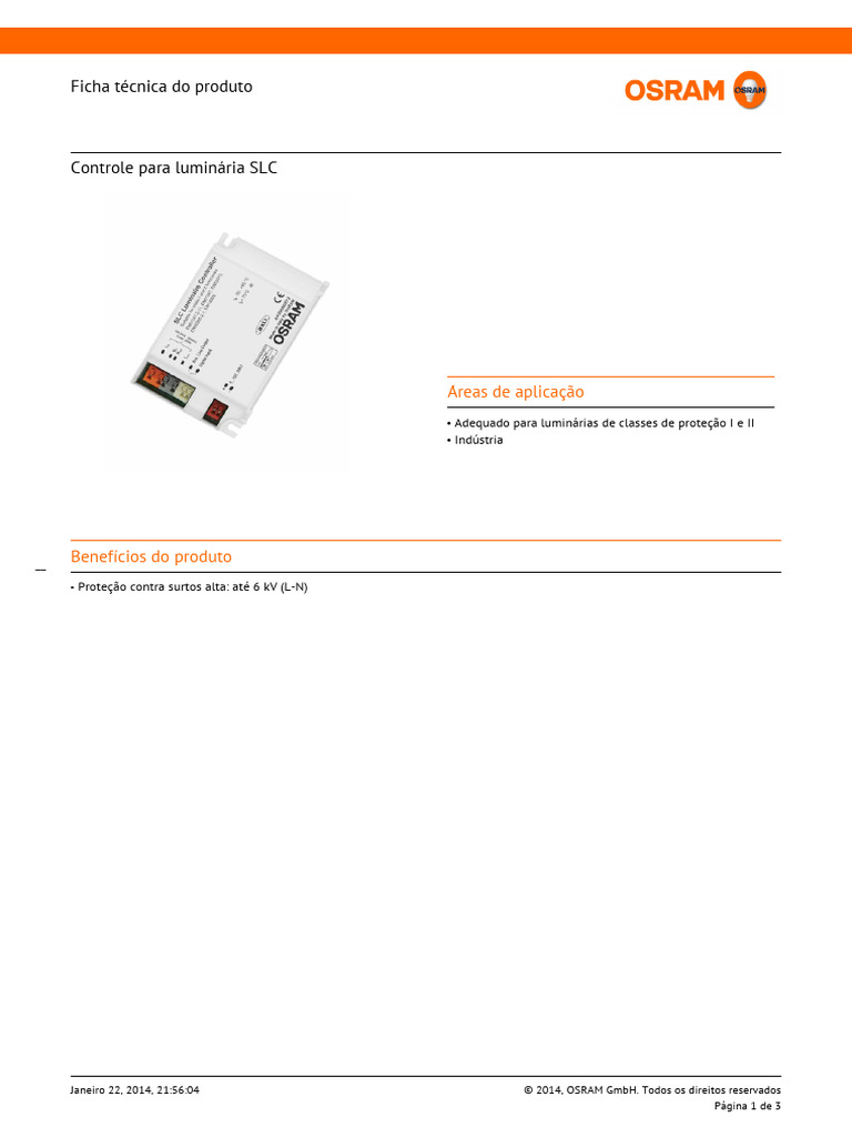 Osram - Controle para Luminária SLC | PDF