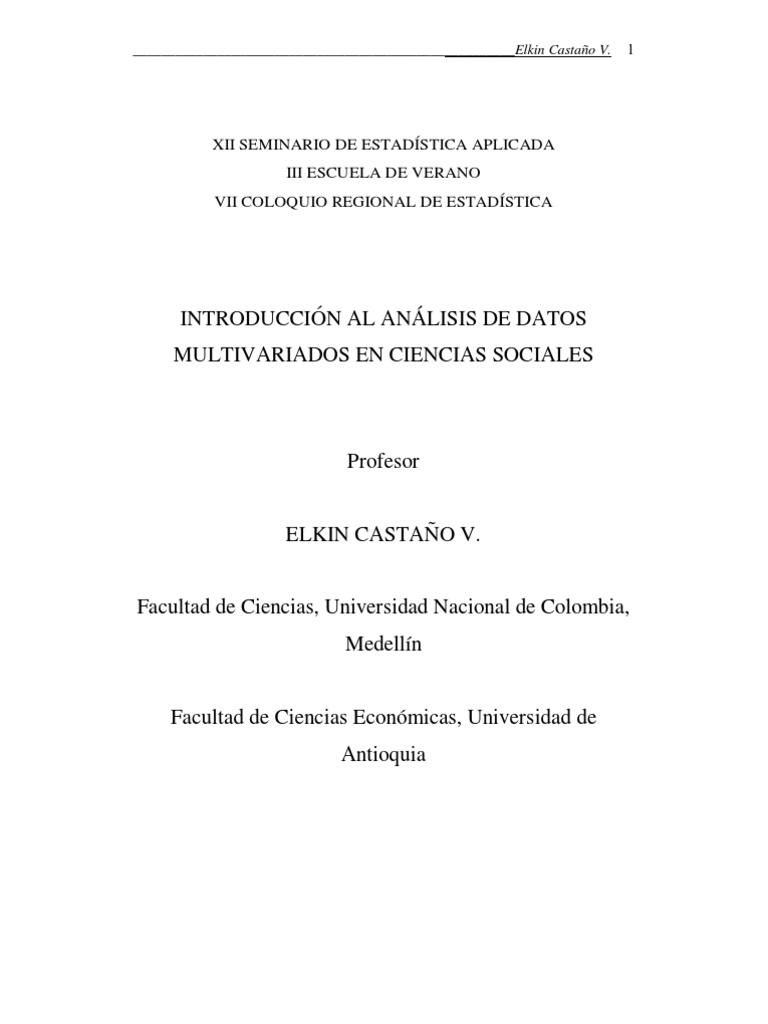 4 Castaño - Análisis de Datos Multivariados | PDF | Dispersión ...