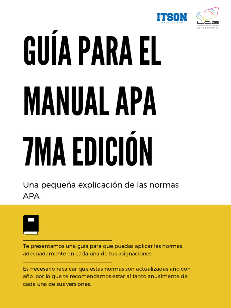 Guía ITSON: Normas APA 7ª Edición | PDF | Estilo apa | Youtube