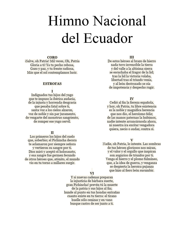 Himno Del Ecuador | PDF | Canciones patrióticas | Himnos