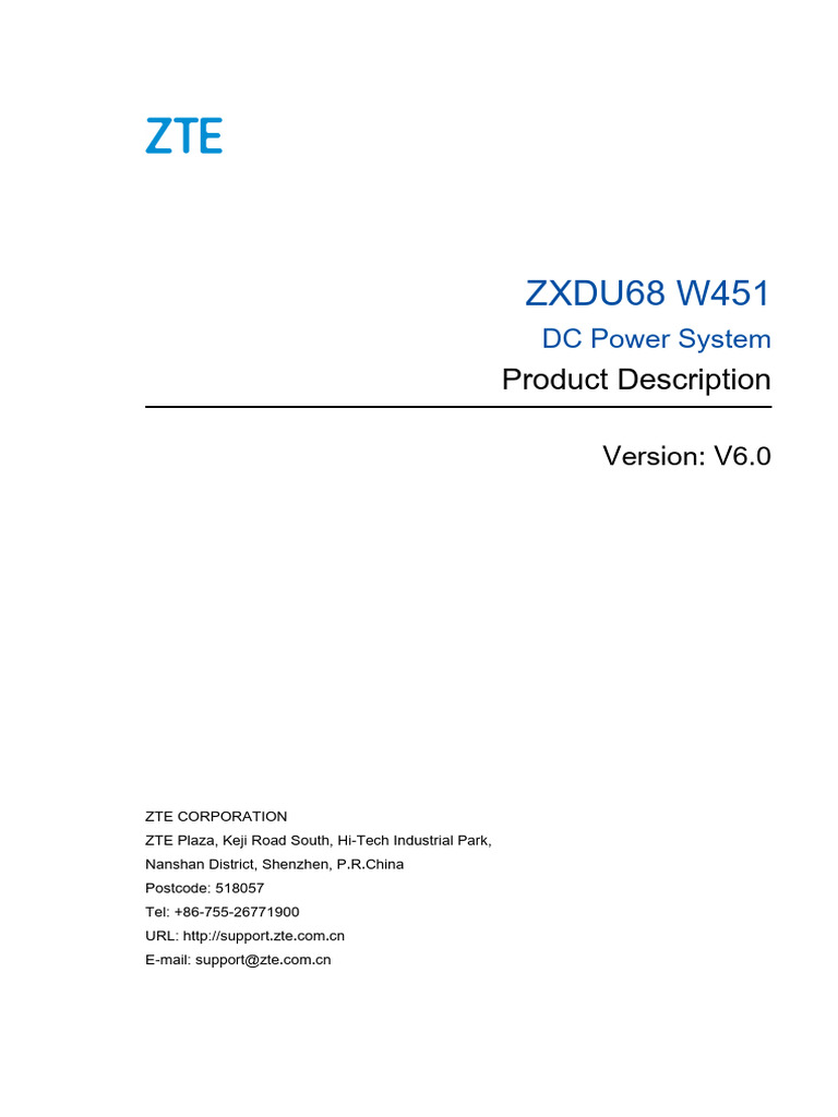 ZXDU68 W451 (V6.0) DC Power System Product Description | PDF ...