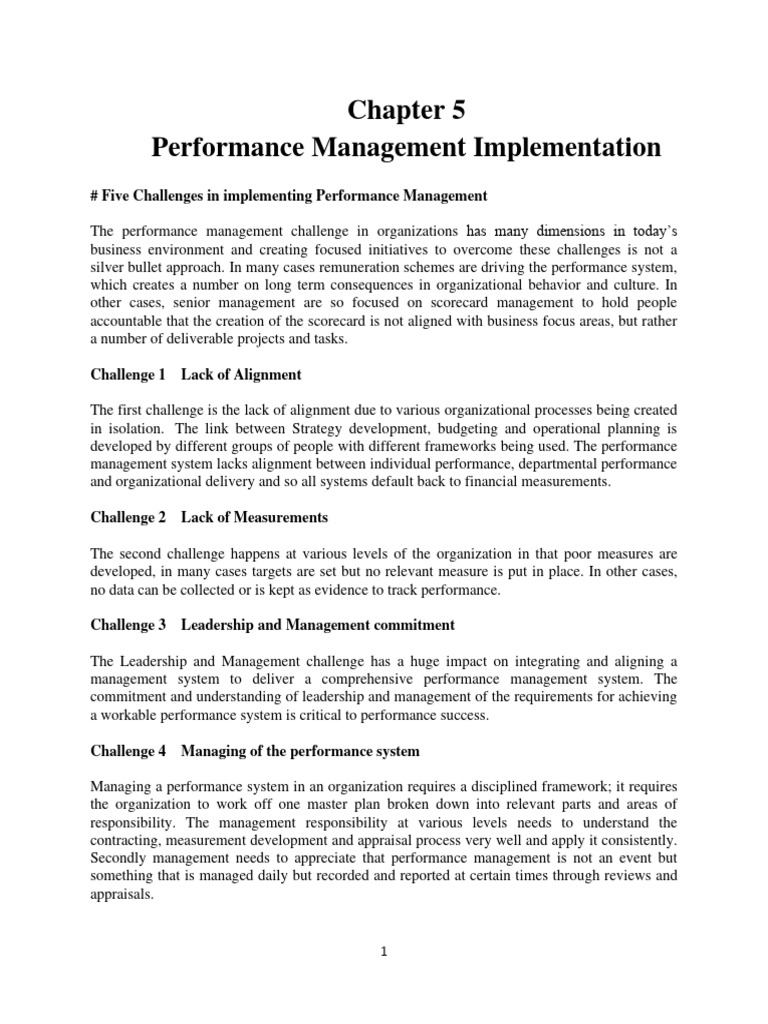 Chapter 5 - Performance Management Implementation | Download Free PDF ...