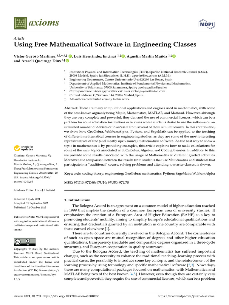 5 - Using Free Mathematical Software in Engineering Classes | PDF ...