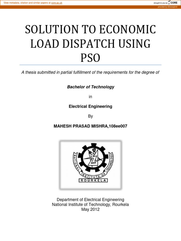 Solution To Economic Load Dispatch Using Pso | PDF | Mathematical ...