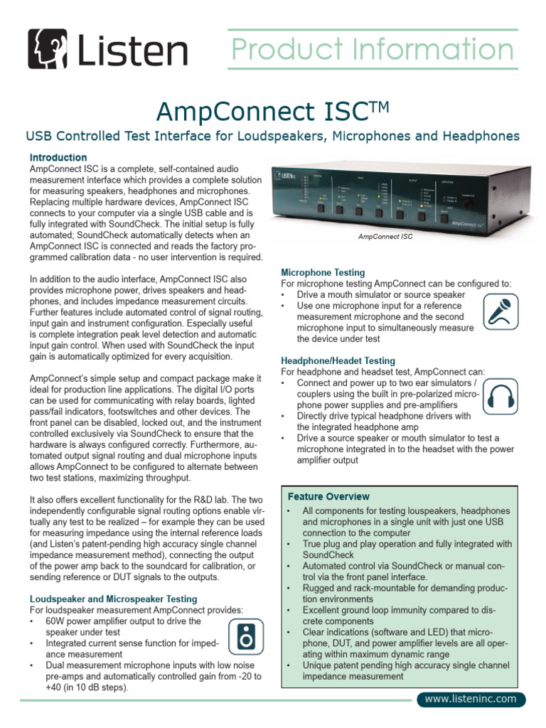AmpConnect ISC Flyer | PDF | Headphones | Microphone