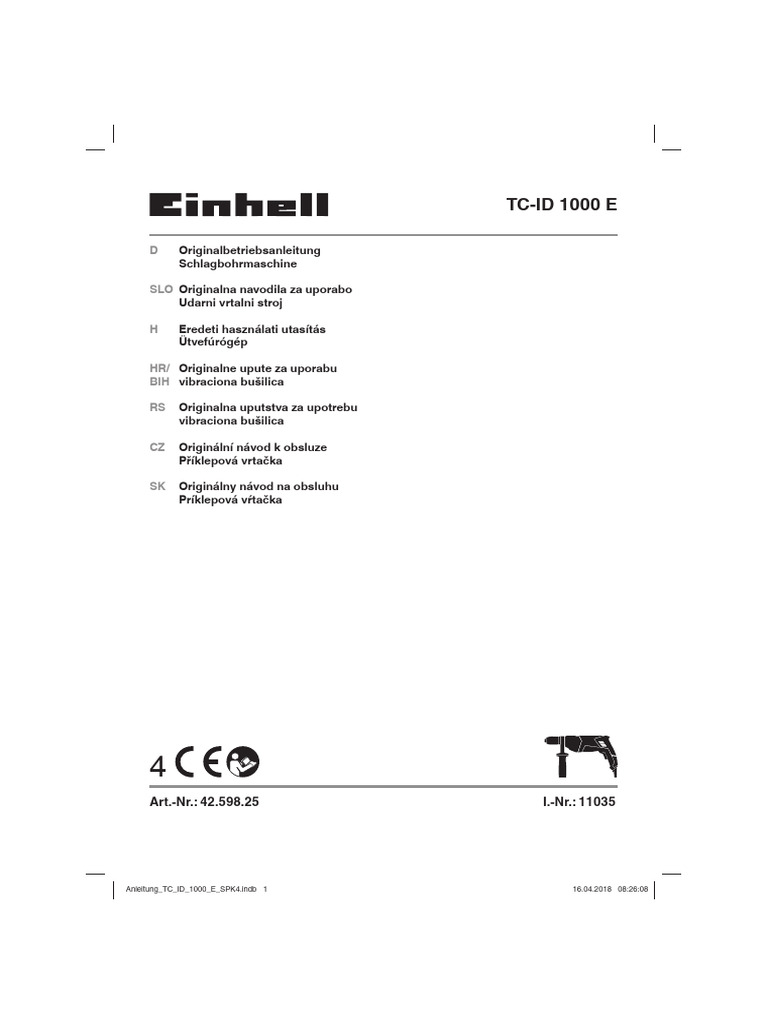 Bušilica EINHELL TC - ID 1000 E | PDF