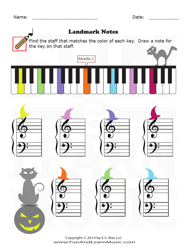 HALL06 - Music Worksheet - Landmark Notes | PDF | Language Arts ...