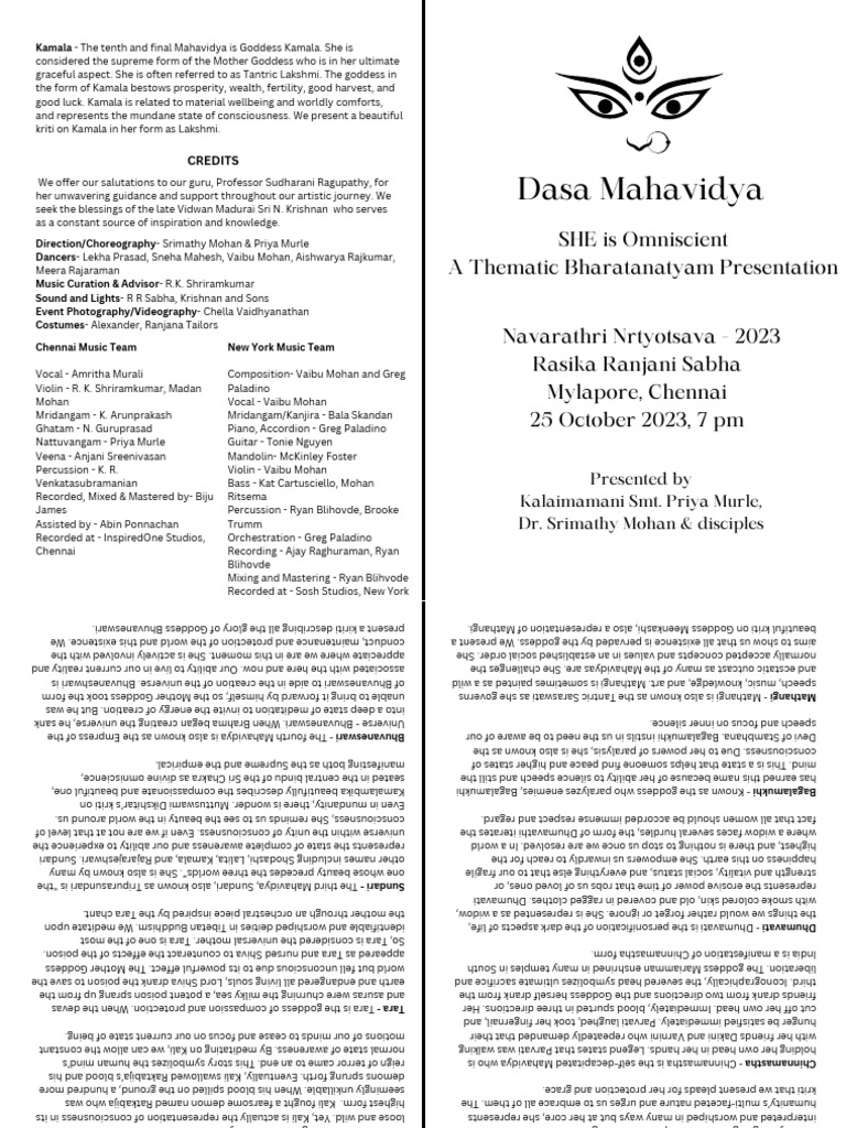 Dasa Mahavidya - India Program (FINAL) | PDF | Devi | Kali
