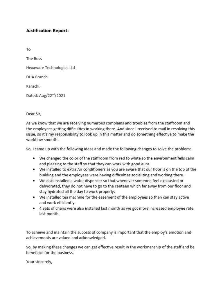 Justification Report | PDF | Career & Growth