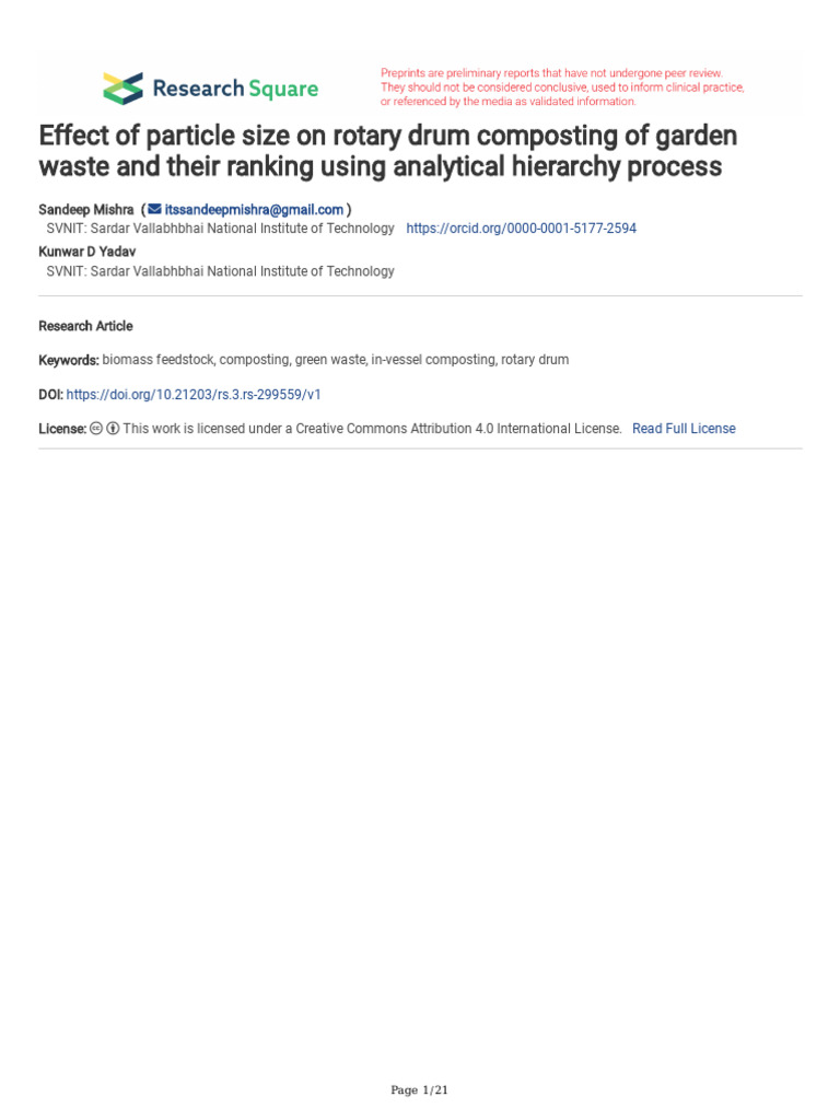 Effect of Particle Size On Rotary Drum Composting | PDF | Compost | Biodegradation